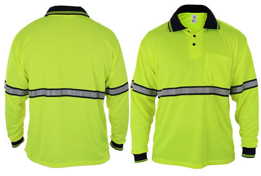 First Class High Visibility Long Sleeve Polo Shirts with Reflective St ...